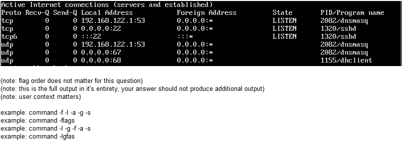 Solved Which command and flags produced this output? | Chegg.com