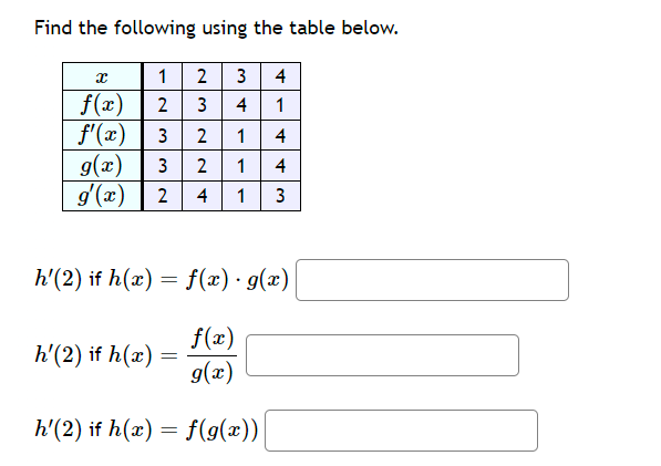 Solved Find the following using the table below. If | Chegg.com
