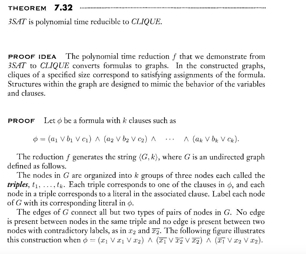 Solved THEOREM 7.32 3SAT is polynomial time reducible to | Chegg.com