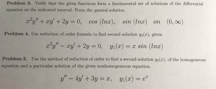 Solved Problem 3. Verify that the given functions form a | Chegg.com