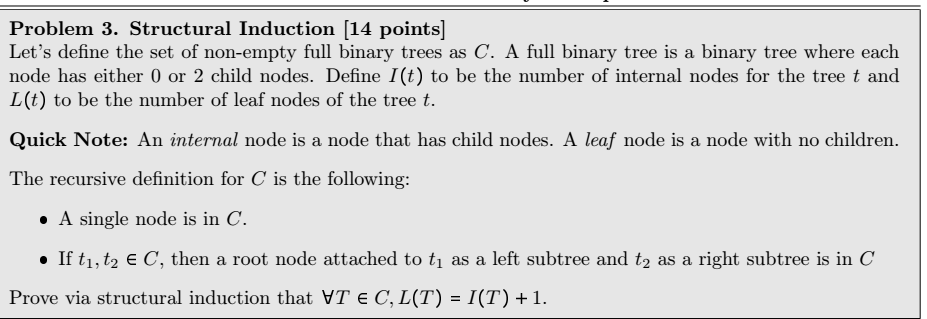 Solved Problem 3. Structural Induction [ 14 points] Let's | Chegg.com