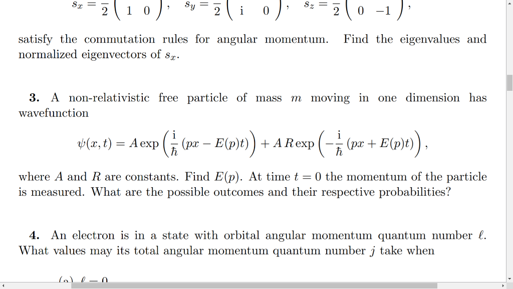 Solved 20 1 Satisfy The Commutation Rules For Angular