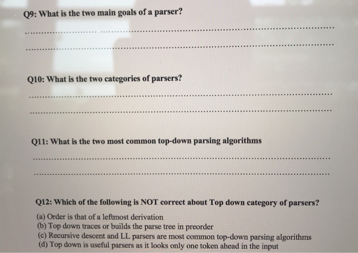 Solved Q3 The Syntax Analyzer Portion Or Parsers Of A