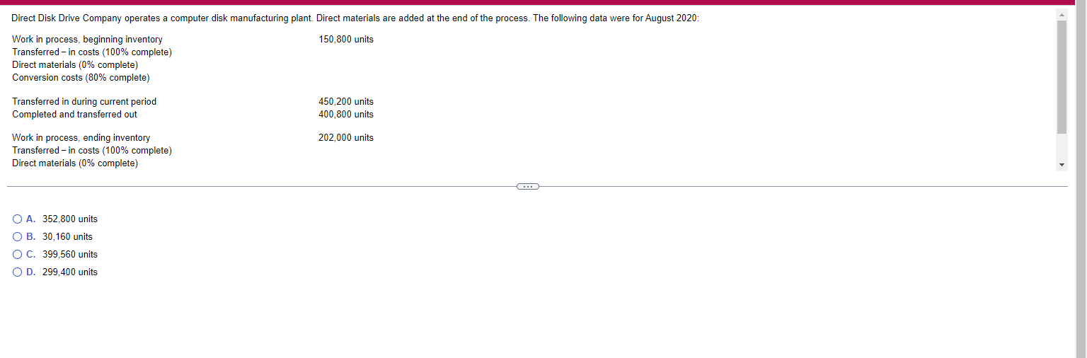 Direct Disk Drive Company operates a computer disk | Chegg.com