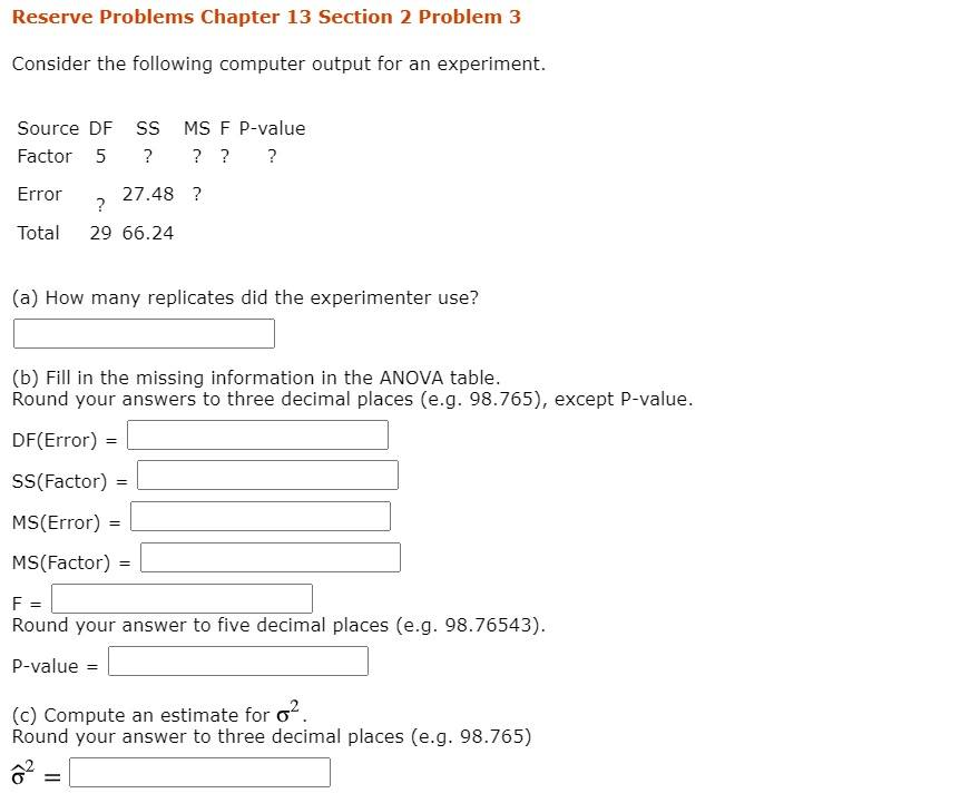 Solved Reserve Problems Chapter 13 Section 2 Problem 3 | Chegg.com