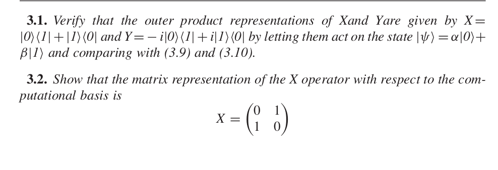 3.1. Verify that the outer product representations of | Chegg.com