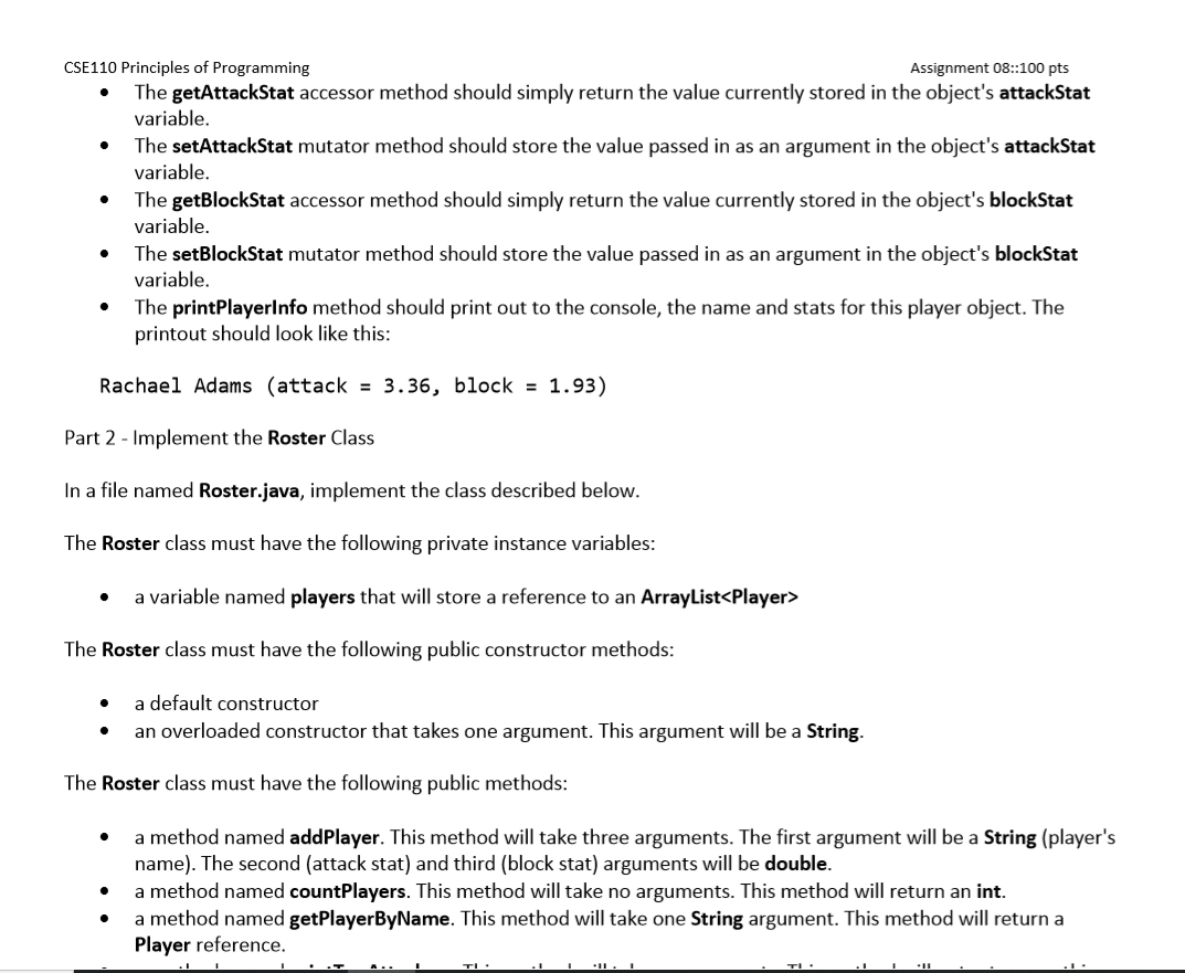CSE110 Principles of Programming Assignment 08::100 | Chegg.com