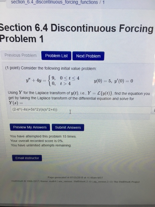 Solved section 6.4_discontinuous forcing_functions /1 | Chegg.com Solved section 6.4_discontinuous forcing_functions /1 | Chegg.com