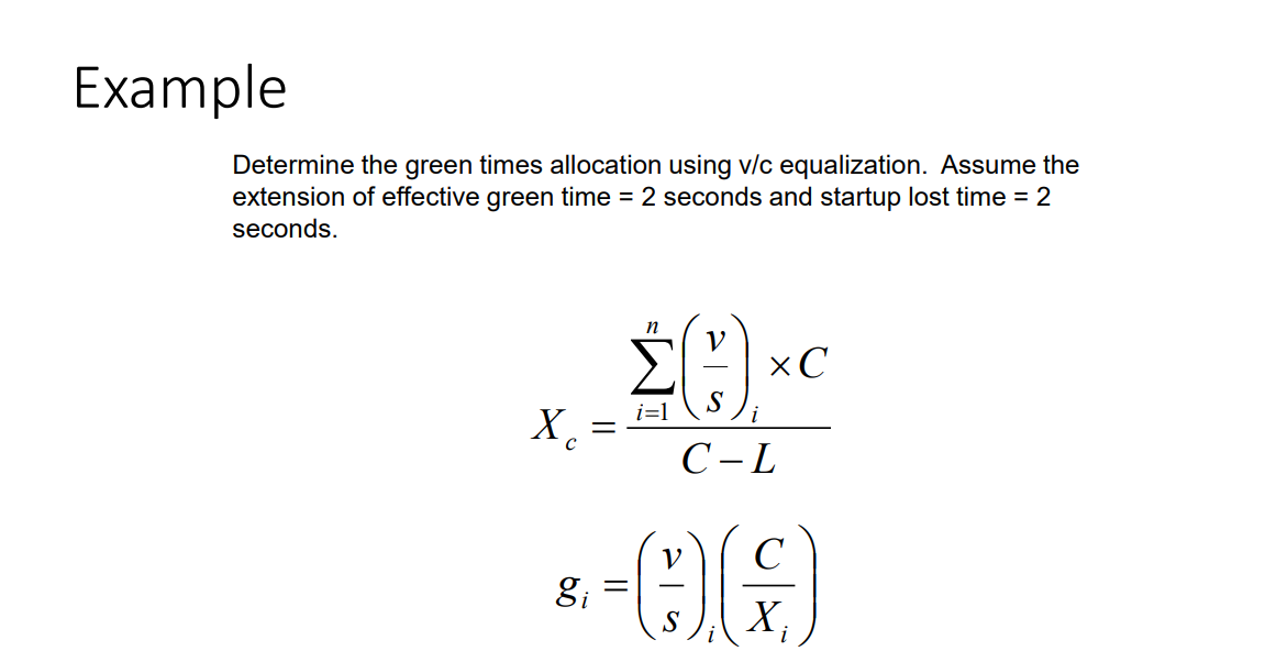 Solved Example Determine the green times allocation using | Chegg.com