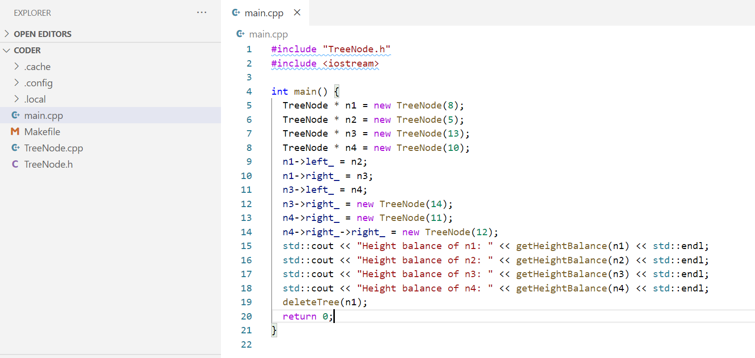 Solved The Problem Complete the getHeightBalance function | Chegg.com