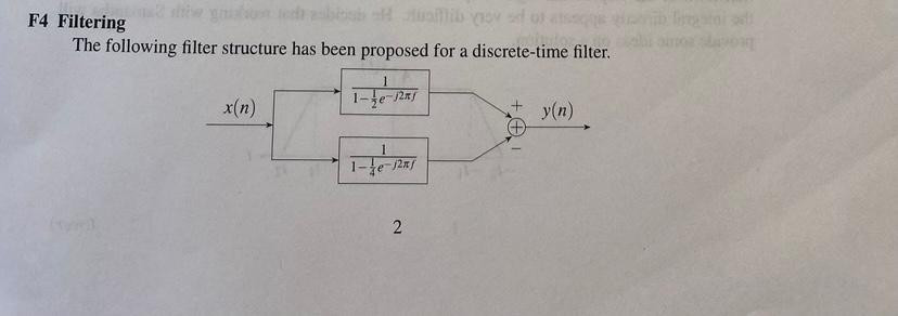 Solved F4 Filtering The following filter structure has been | Chegg.com