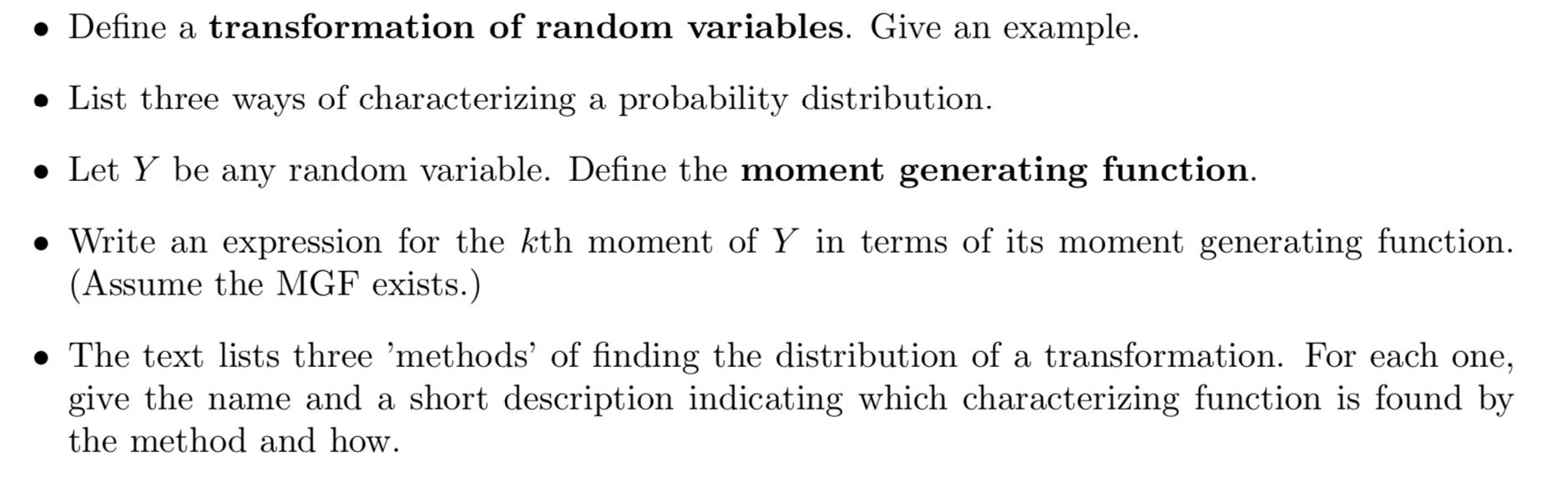 Solved • Define a transformation of random variables. Give | Chegg.com