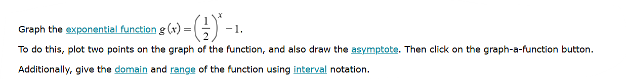 Solved Graph the exponential function g(x)=(12)x-1.To do | Chegg.com