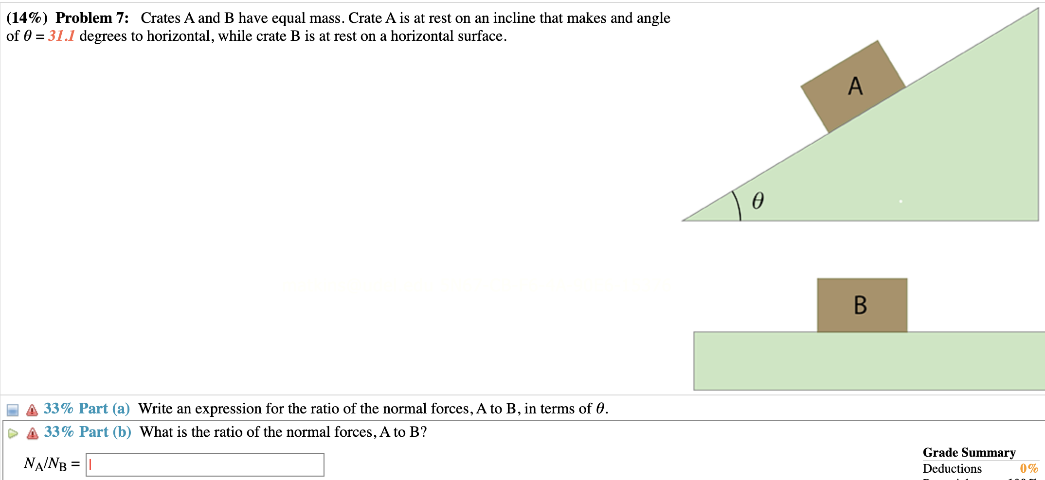 Solved (14\%) Problem 7: Crates A and B have equal mass. | Chegg.com