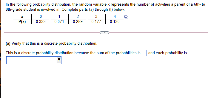 Solved In the following probability distribution, the random | Chegg.com