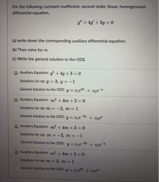 Solved For the following constant-coefficient, second-order, | Chegg.com