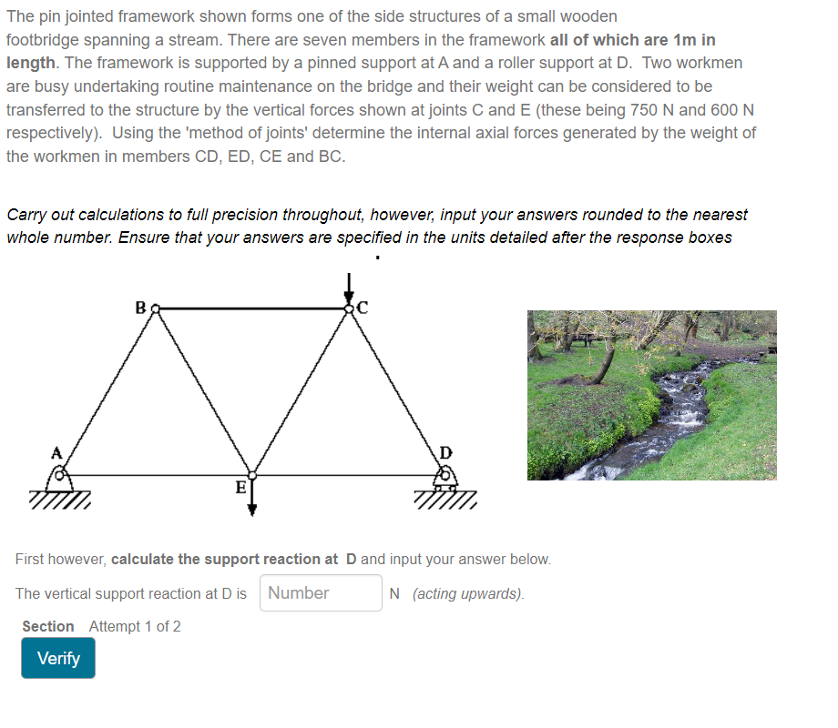 Solved The pin jointed framework shown forms one of the side | Chegg.com