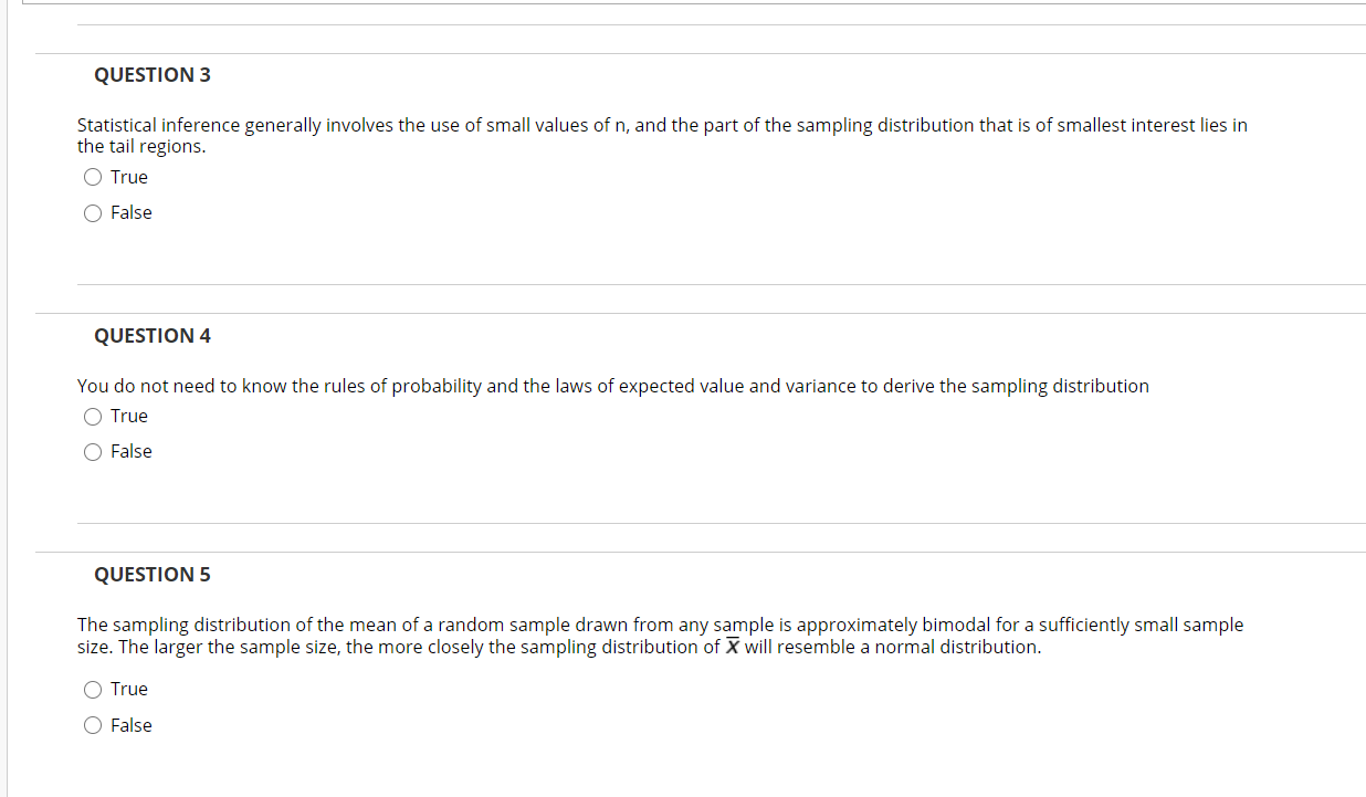 Solved QUESTION 3 Statistical inference generally involves | Chegg.com