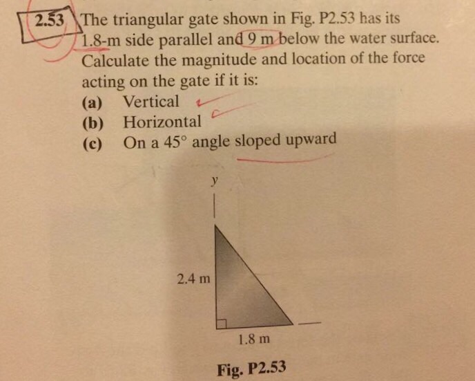 Solved The triangular gate shown in Fig. P2.53 has its 1.8-m | Chegg.com