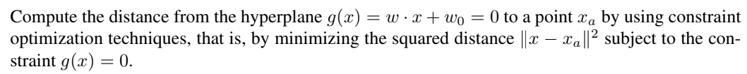 Solved Compute the distance from the hyperplane | Chegg.com
