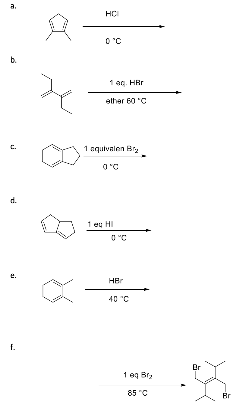 Solved HCI 0°C 1 eq. HBr ether 60 °C 1 equivalen Br2 0 °C 1 | Chegg.com