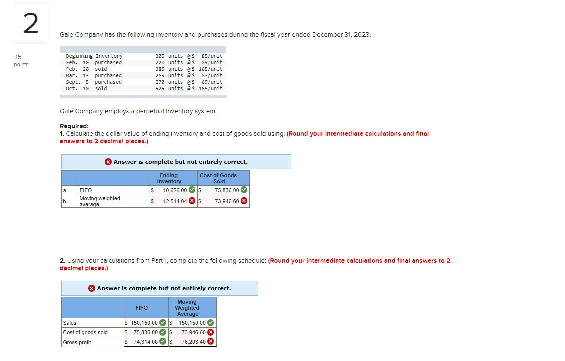 Solved Gale Company has the following Inventory and | Chegg.com