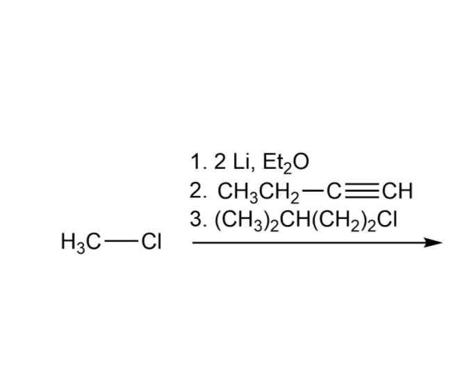 Solved 1.2 Li, Et20 2. CH3CH2-CECH 3. (CH3)2CH(CH2)2CI | Chegg.com