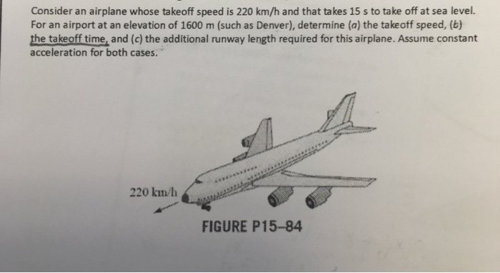 Solved Consider an airplane whose takeoff speed is 220 km/h | Chegg.com