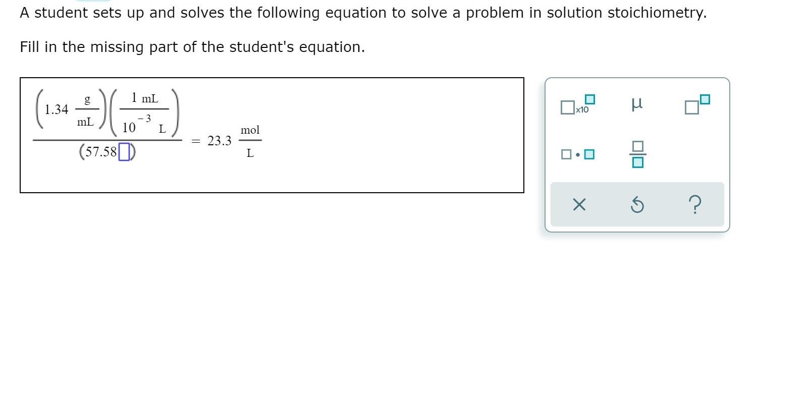 Solved A student sets up and solves the following equation | Chegg.com