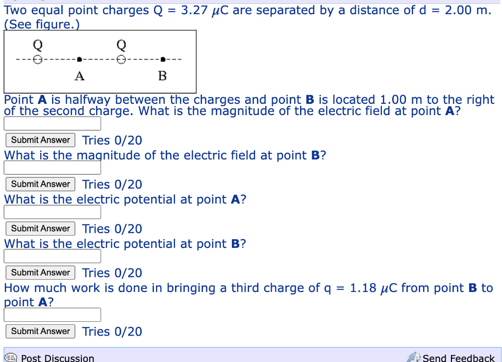 Solved Two equal point charges Q = 3.27 μC are separated by | Chegg.com