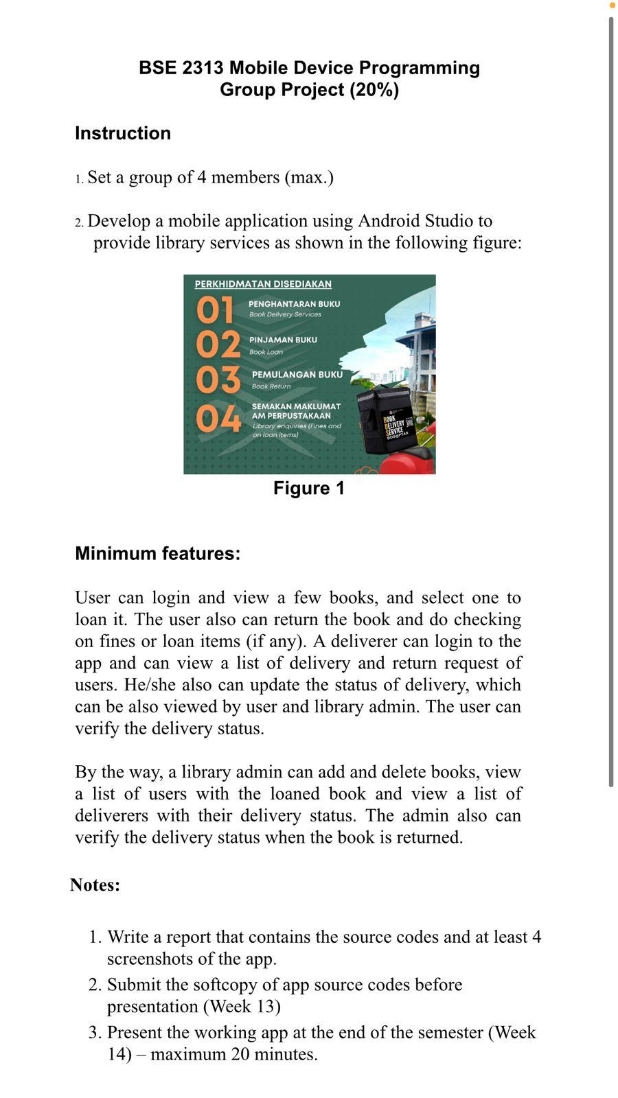 Solved BSE 2313 Mobile Device Programming Group Project | Chegg.com