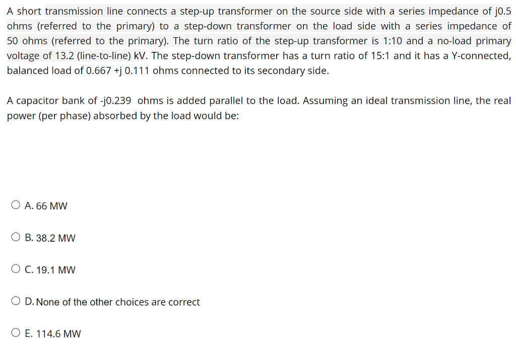 Solved A short transmission line connects a step-up | Chegg.com