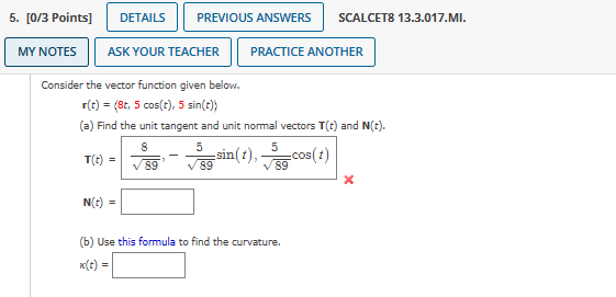 Solved Consider the vector function given below. | Chegg.com