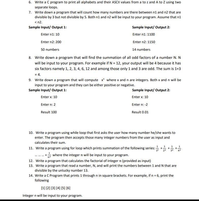 Solved 6. Write a C program to print all alphabets and their | Chegg.com