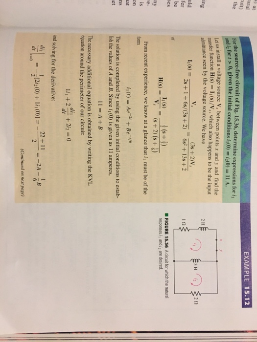 Solved ) at EXAMPLE 15.12 uit) source-free circuit of Fig. | Chegg.com