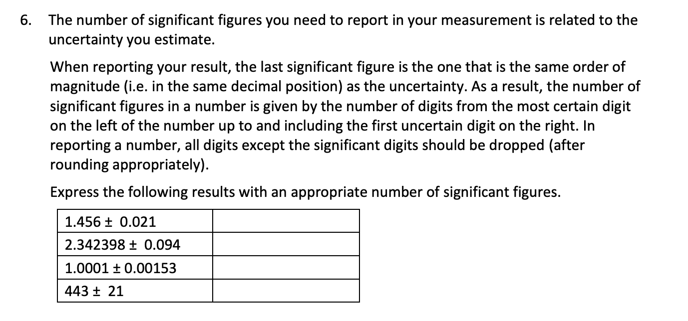 Solved 6. The number of significant figures you need to | Chegg.com