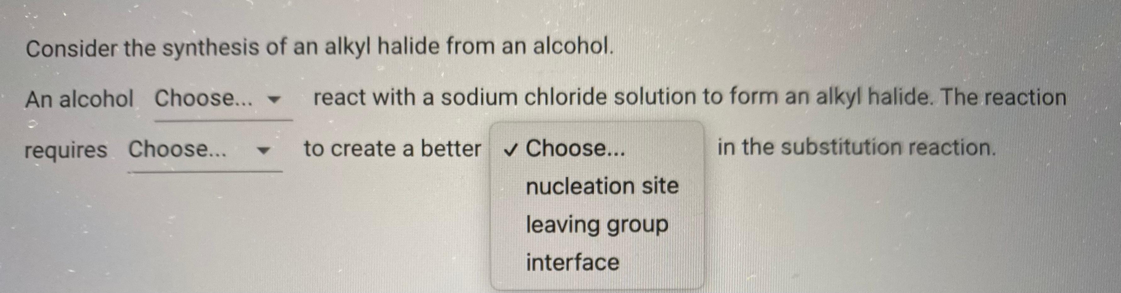 Solved Consider the synthesis of an alkyl halide from an | Chegg.com