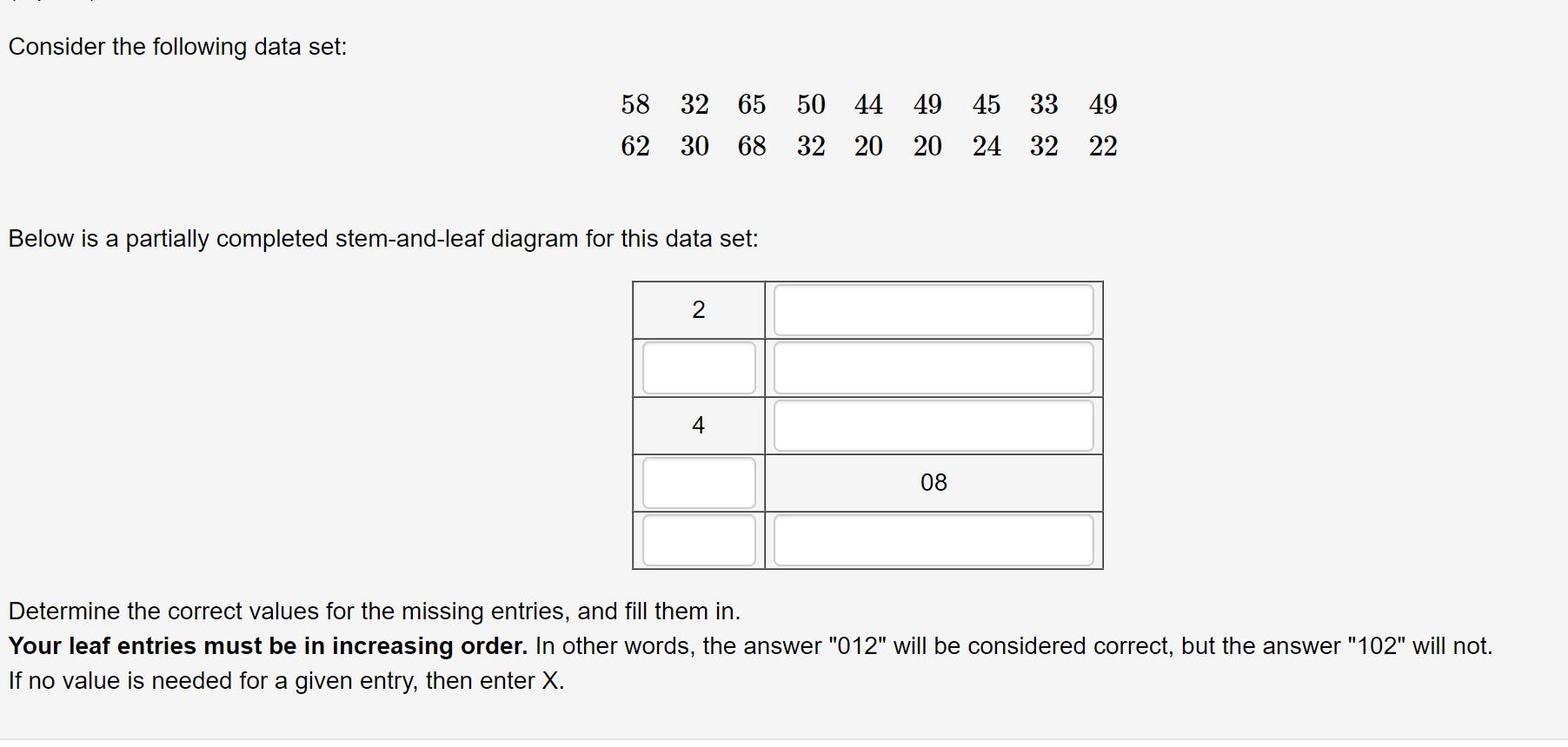 Solved Consider the following data set: 58 32 65 50 44 49 45 | Chegg.com