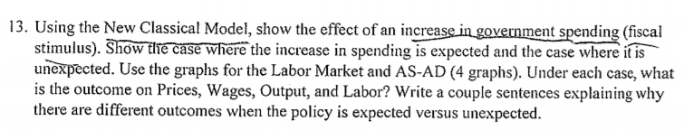 Solved 13. Using the New Classical Model, show the effect of | Chegg.com