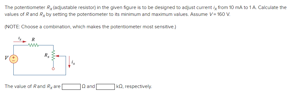 Solved The potentiometer RX (adjustable resistor) in the | Chegg.com