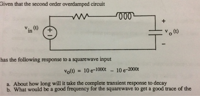 Solved Given that the second order overdamped circuit 000 v | Chegg.com