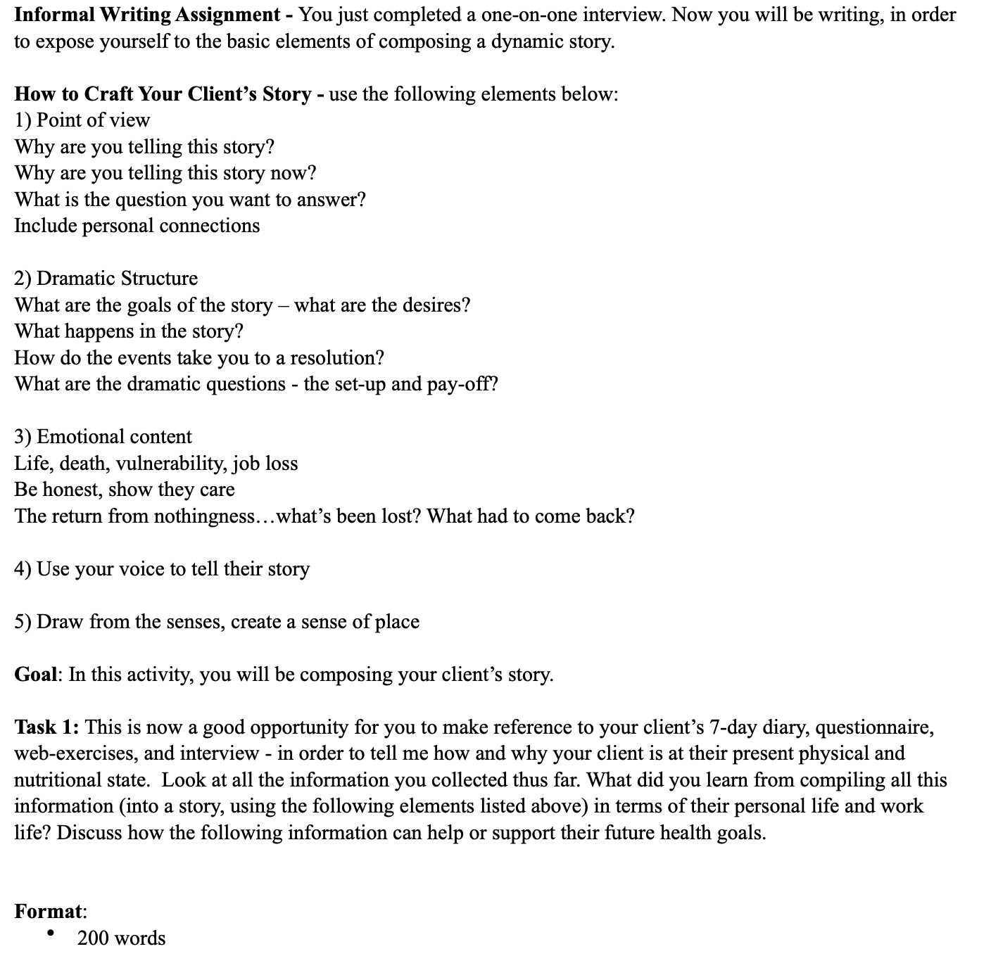 Informal Writing Assignment - You just completed a | Chegg.com