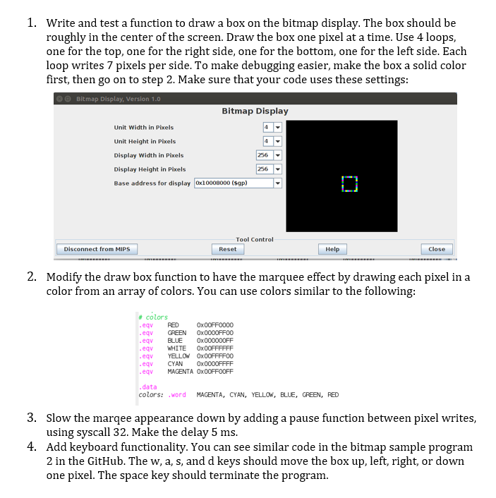 1. Write and test a function to draw a box on the | Chegg.com