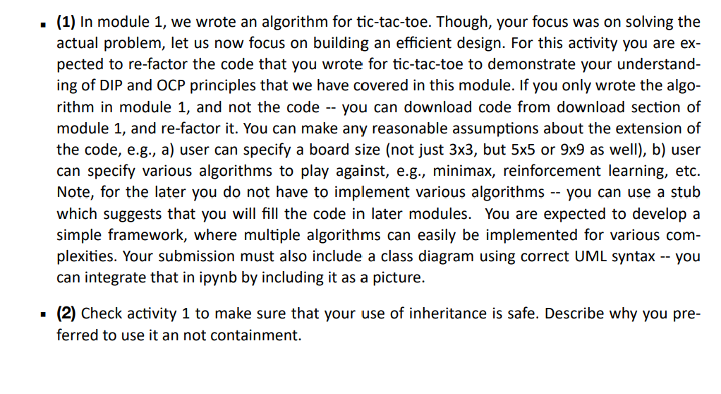 Solved - (1) In module 1, we wrote an algorithm for | Chegg.com