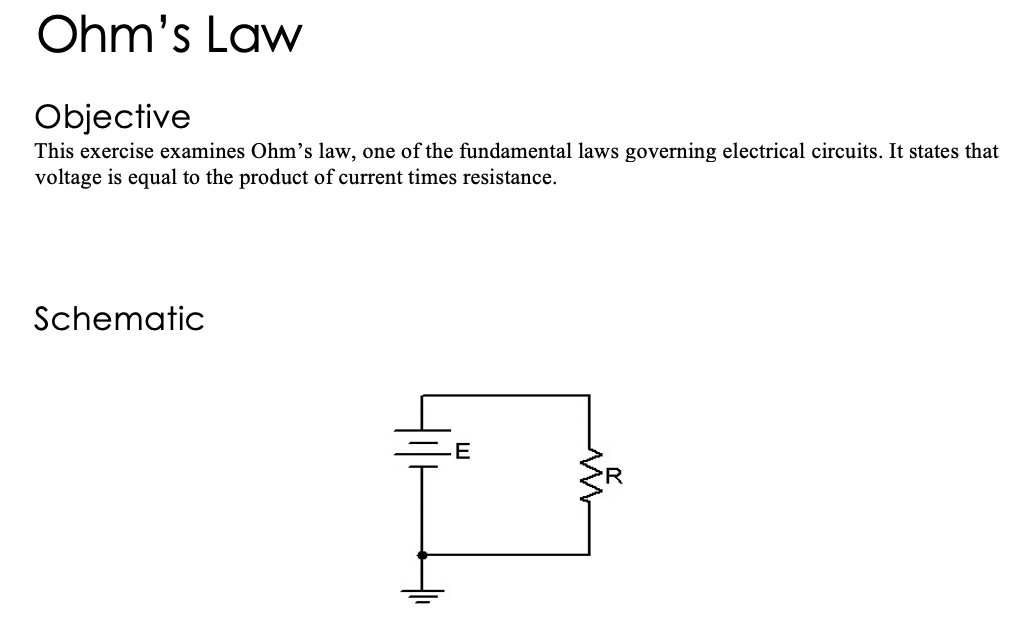 Solved Ohm's Law Objective This exercise examines Ohm's law, | Chegg.com