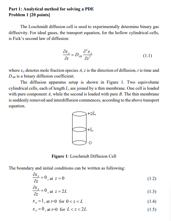 Solved Part 1: Analytical method for solving a PDE Problem 1 | Chegg.com