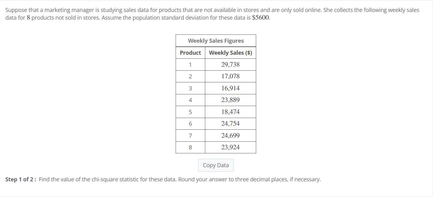 Solved Suppose that a marketing manager is studying sales | Chegg.com