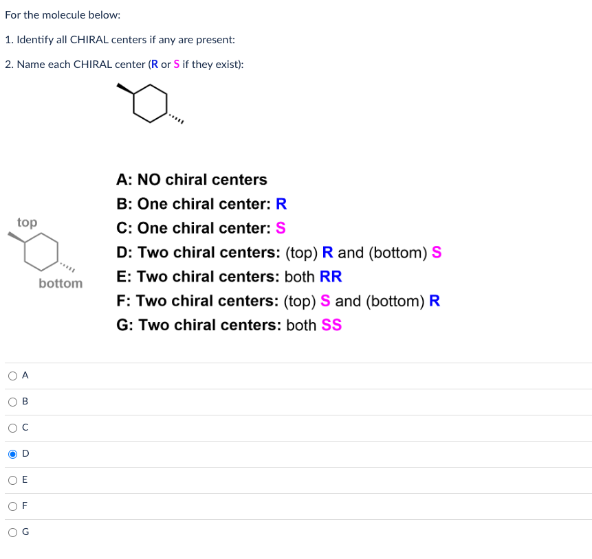 Solved For the molecule below: 1. Identify all CHIRAL | Chegg.com
