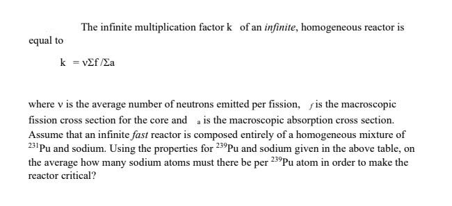 Solved The infinite multiplication factor k of an infinite, | Chegg.com