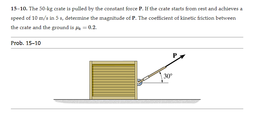 Solved 15-10. The 50-kg crate is pulled by the constant | Chegg.com